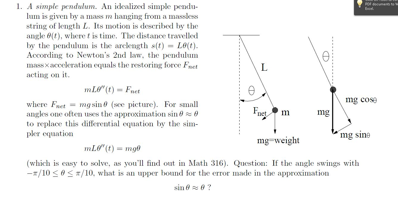 Solved A simple pendulum. An idealized simple pendulum is | Chegg.com