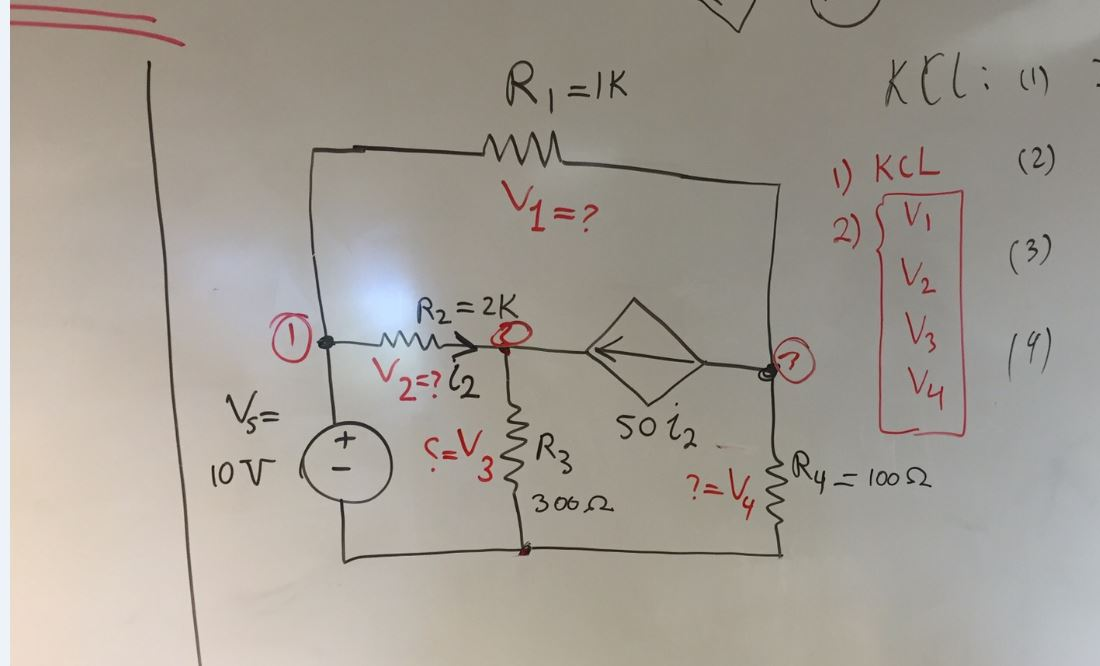 Solved 1) KCL 2) V1 V2 V3 V4 | Chegg.com