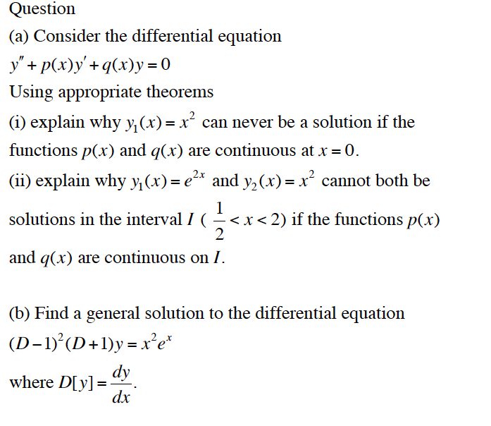 Solved The theory of second order differential equations | Chegg.com