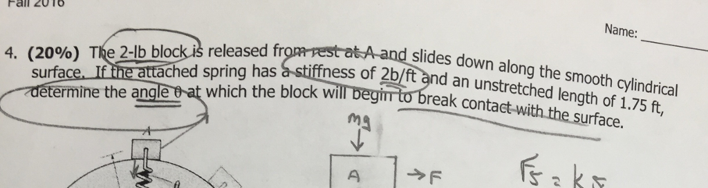 Solved The 2-lb block is released from rest at A and slides | Chegg.com
