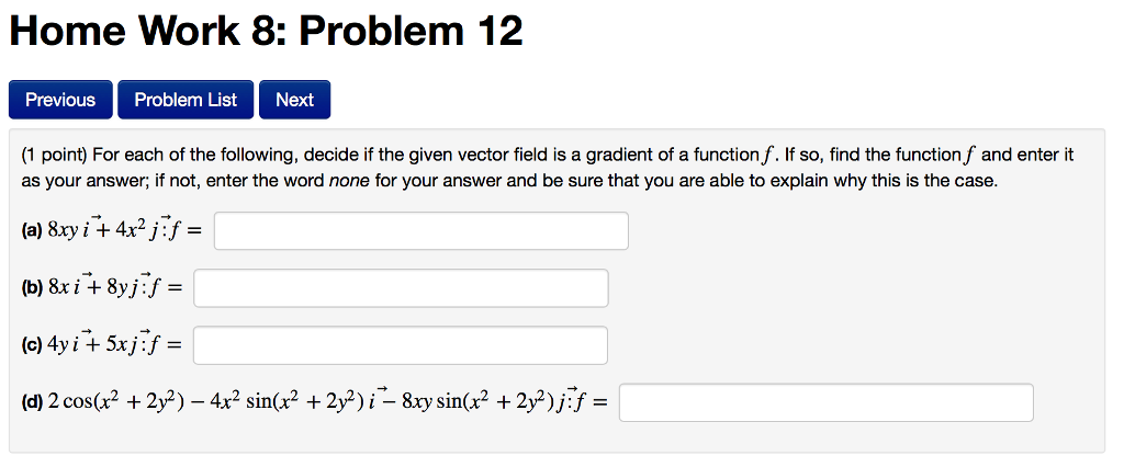 Solved Home Work 8: Problem 12 Previous Problem List Next (1 | Chegg.com