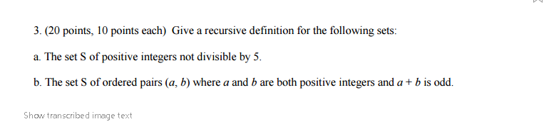 Solved Give A Recursive Definition For The Following Sets