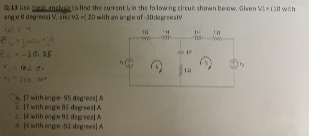 Solved Q.13 Use mash analveig to find the current lh in the | Chegg.com