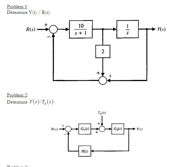 Solved Determine Y (s)/R (s): Determine Y (s)/T (s): | Chegg.com