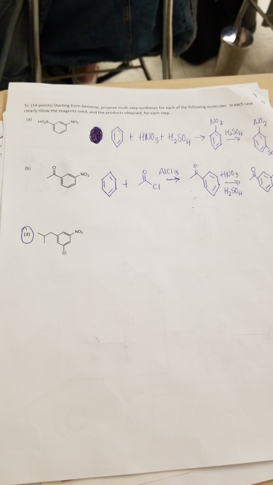 Solved 5) (14 points) Starting from benzene, propose multi | Chegg.com Solved 5) (14 points) Starting from benzene, propose multi | Chegg.com