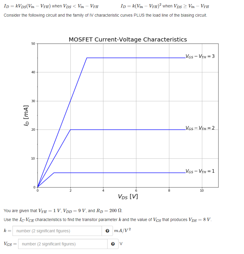 Solved ID kVDs(Vin-VTH) when VDS
