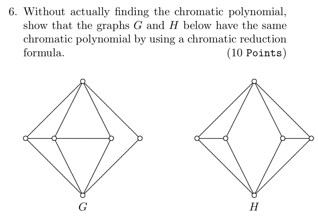 Solved 6. Without actually finding the chromatic polynomial, | Chegg.com