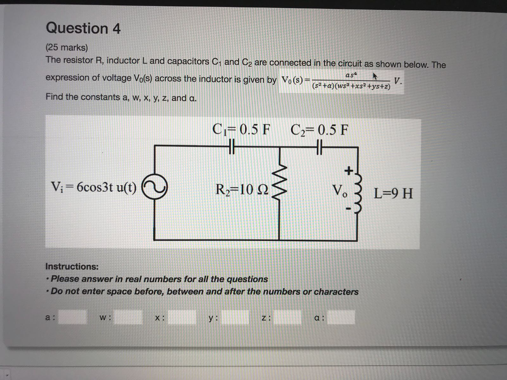 Solved Question 4 (25 marks) The resistor R, inductor L and | Chegg.com