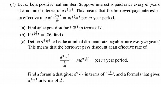 Solved (7) Let m be a positive real number. Suppose interest | Chegg.com
