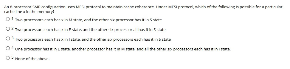 Solved An 8-processor SMP configuration uses MESI protocol | Chegg.com