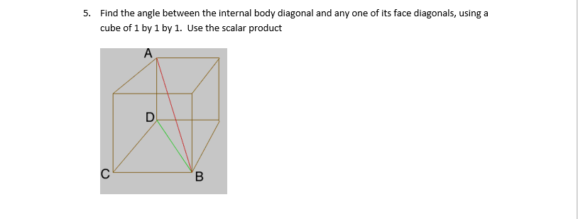 Solved Find the angle between the internal body diagonal and | Chegg.com