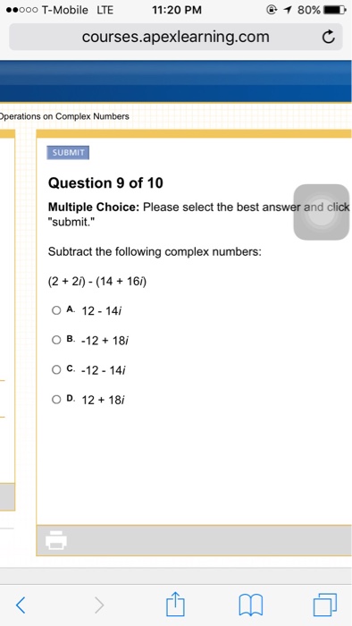 Solved Subtract the following complex numbers: (2 + 2i) - | Chegg.com