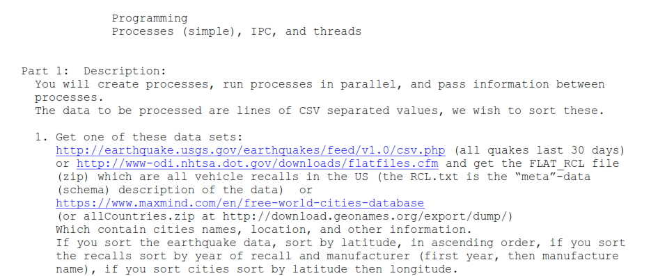 Solved Programming Processes (simple), IPC, and threads Part | Chegg.com