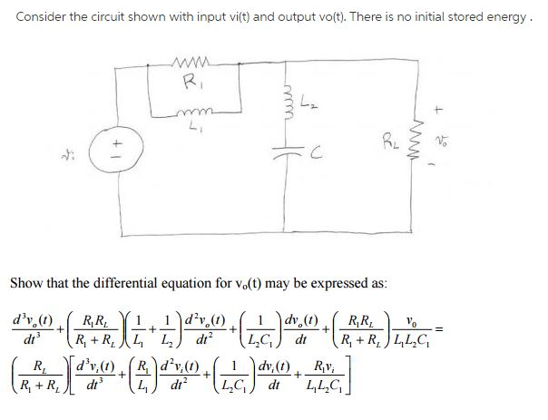 Consider the circuit shown with input v¡(t) and | Chegg.com