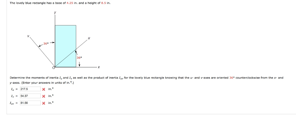 Solved The lovely blue rectangle has a base of 4.25 in. and | Chegg.com