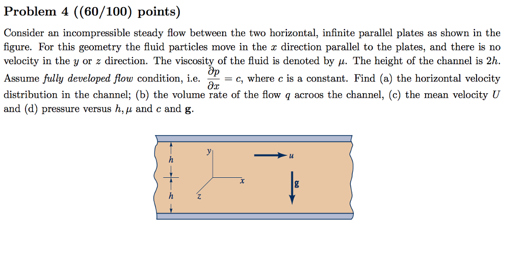 Solved Consider an incompressible steady flow between the | Chegg.com