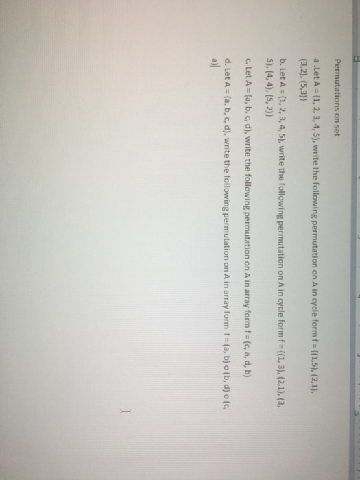 Solved Permutations On Set Let A {1 2 3 4 5 Write
