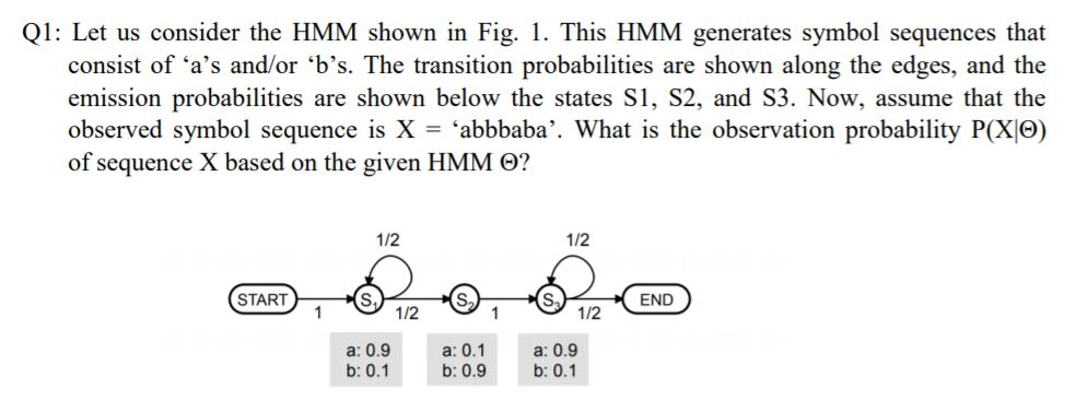 Q1: Let us consider the HMM shown in Fig. 1. This HMM | Chegg.com