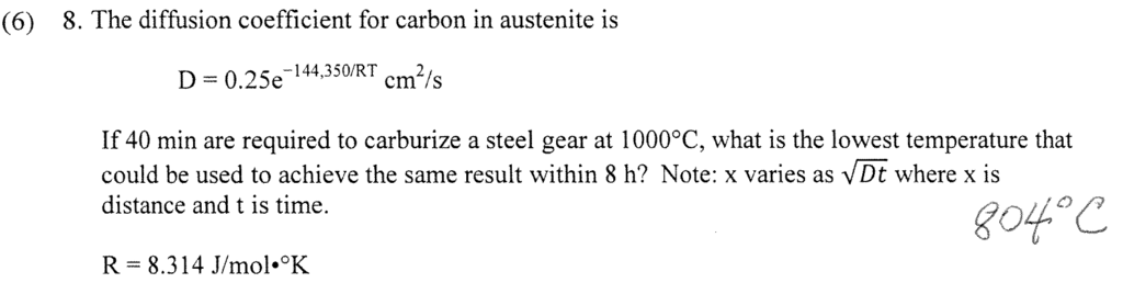 Solved The diffusion coefficient for carbon in austenite is | Chegg.com
