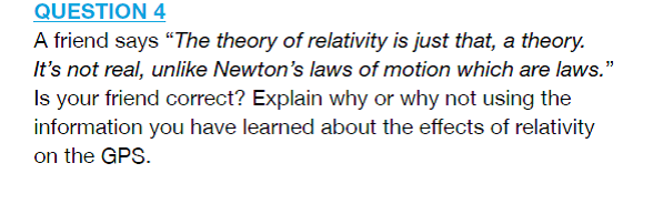 Solved QUESTION 4 A friend says "The theory of relativity is | Chegg.com