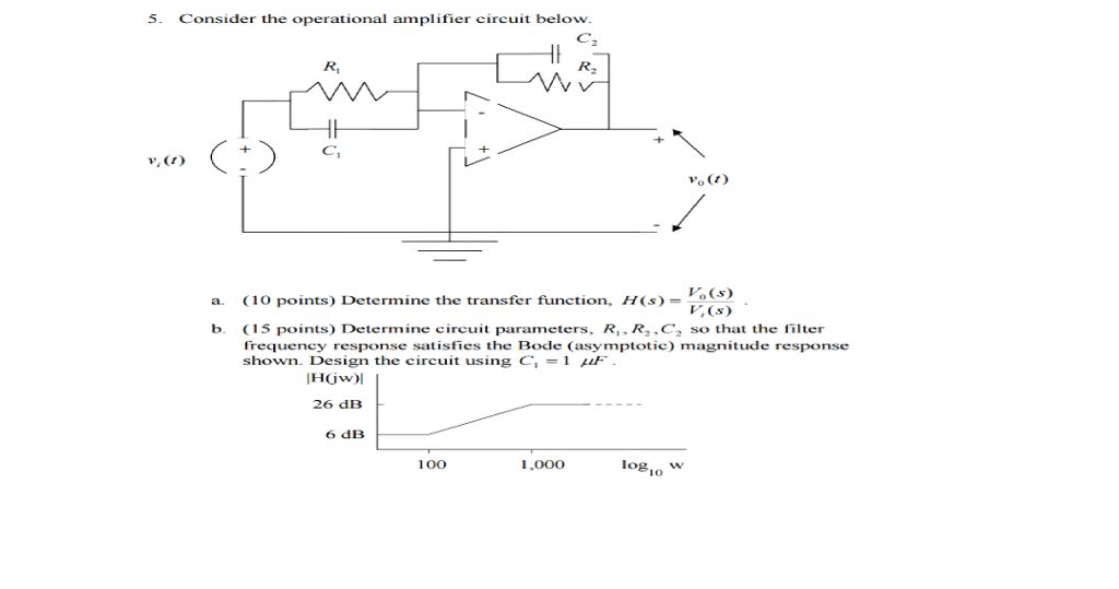 Solved Consider the operational amplifier circuit below. | Chegg.com