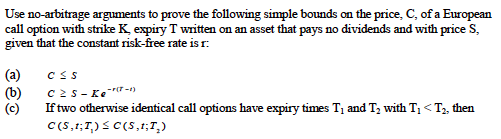 Solved Use no-arbitrage arguments to prove the following | Chegg.com