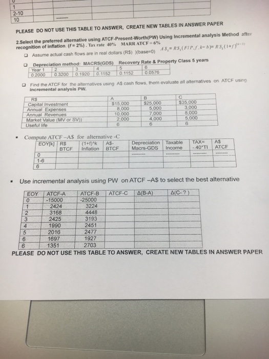 Select the preferred alternative using | Chegg.com