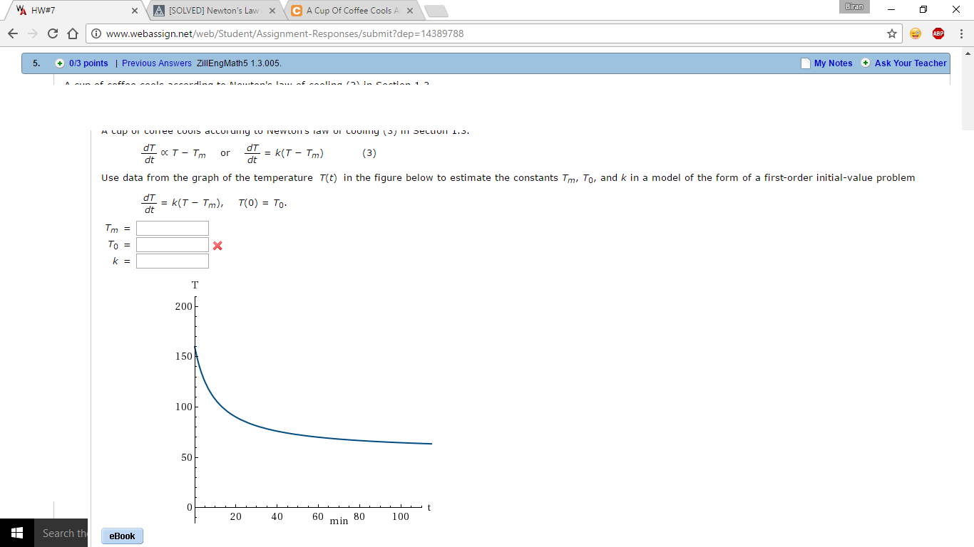 A cup of coffee cools according to Newton's law of | Chegg.com