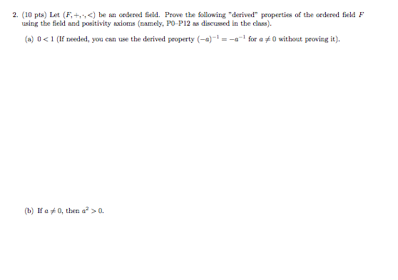 Solved 2. Let be an ordered field. Prove the following | Chegg.com