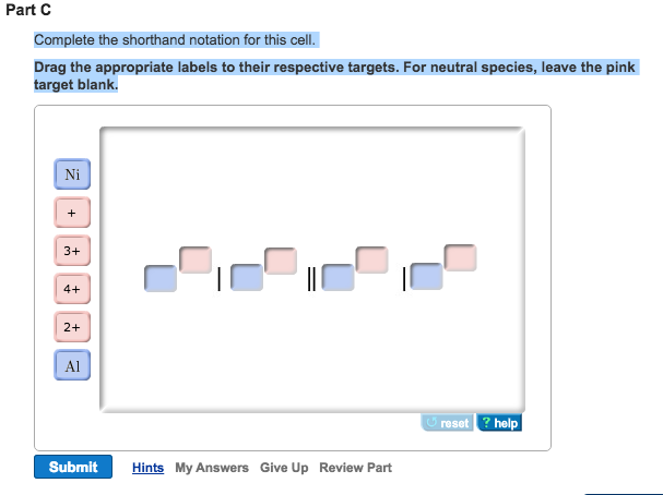 Solved Complete the shorthand notation for this cell. Drag | Chegg.com
