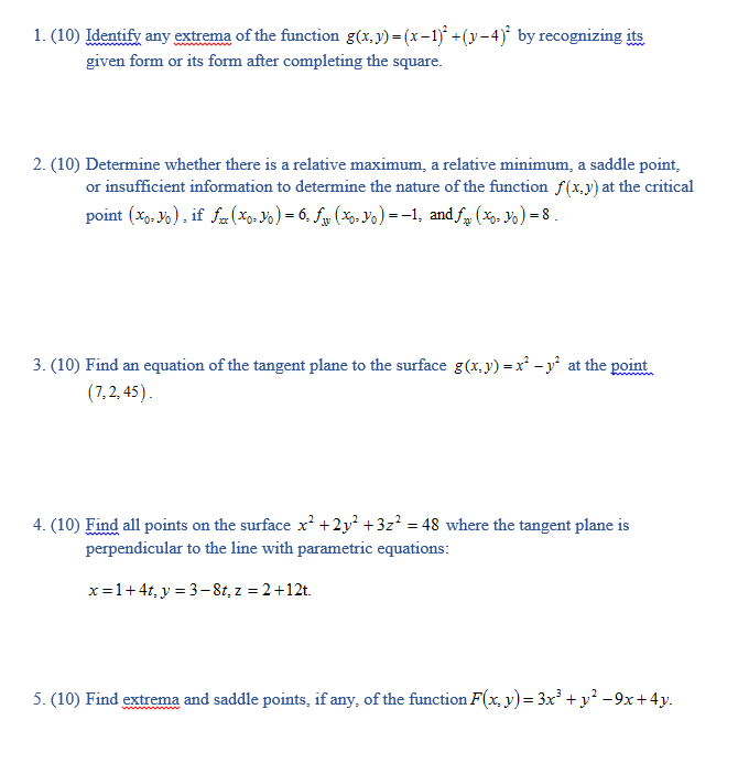 Solved Identify any extrema of the function g(x, y) = (x-y | Chegg.com