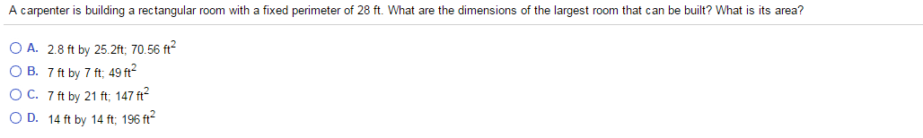 Solved A carpenter is building a rectangular room with a | Chegg.com