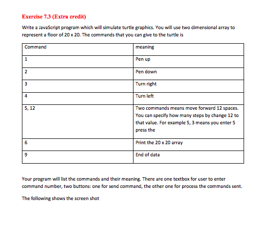 Exercise 7.3 (Extra credit) Write a JavaScript | Chegg.com