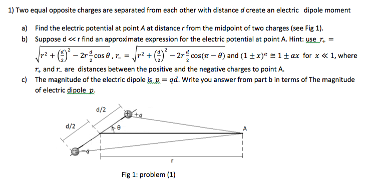 Two equal opposite charges are separated from each | Chegg.com