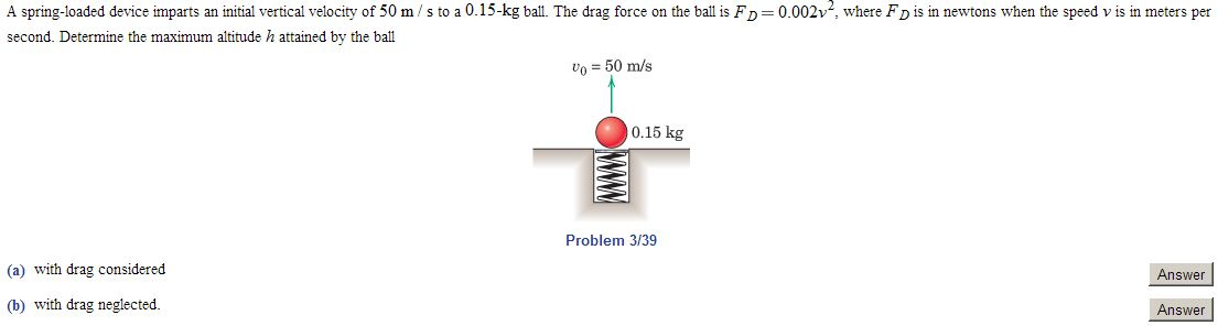Solved A spring-loaded device imparts an initial vertical | Chegg.com