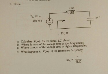 Solved Given Calculate Z(j omega) for the series LC circuit | Chegg.com