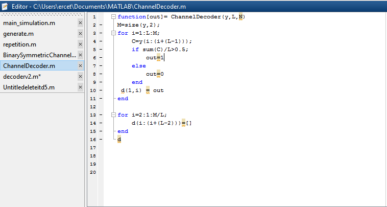 Editor-C:\UserslercetDocuments'\MATLAB\decoderv2.m* | Chegg.com