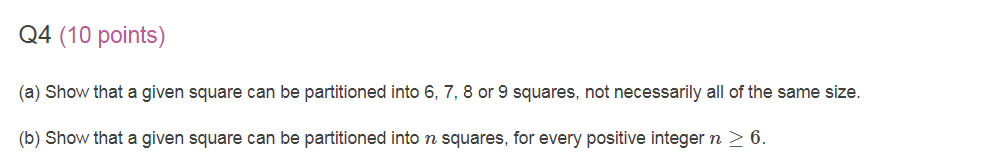 Solved Q4 (10 points) (a) Show that a given square can be | Chegg.com