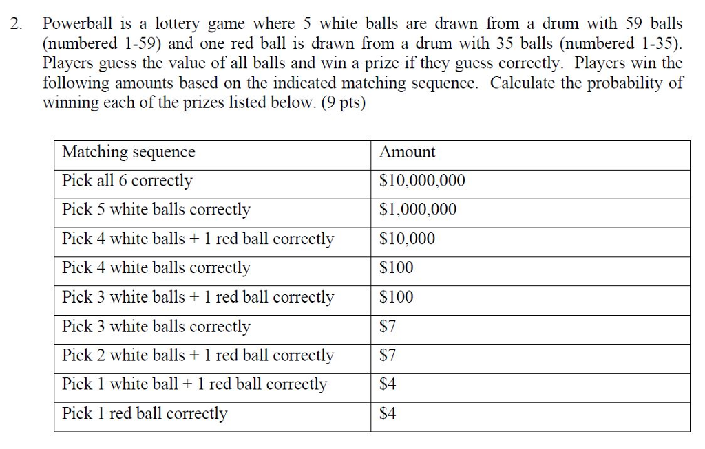 Solved 2. Powerball is a lottery game where 5 white balls | Chegg.com