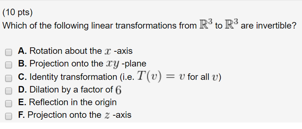 Solved Which of the following linear transformations from | Chegg.com