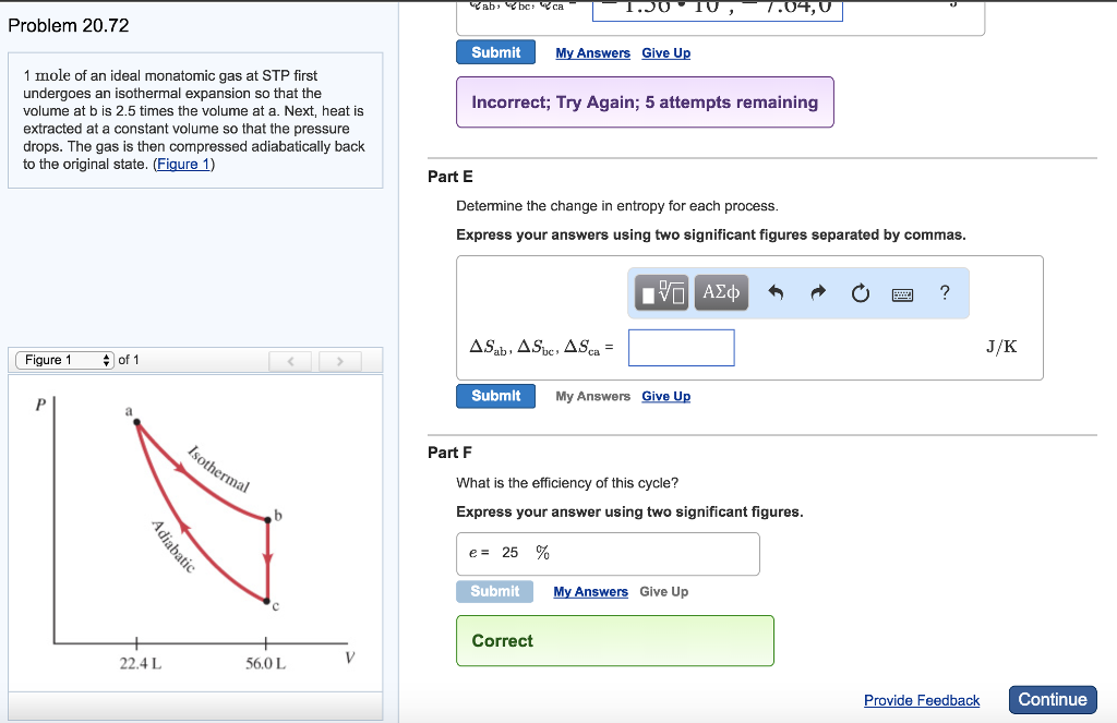 Solved Problem 20.72 Part A 1 mole of an ideal monatomic gas | Chegg.com Solved Problem 20.72 Part A 1 mole of an ideal monatomic gas | Chegg.com
