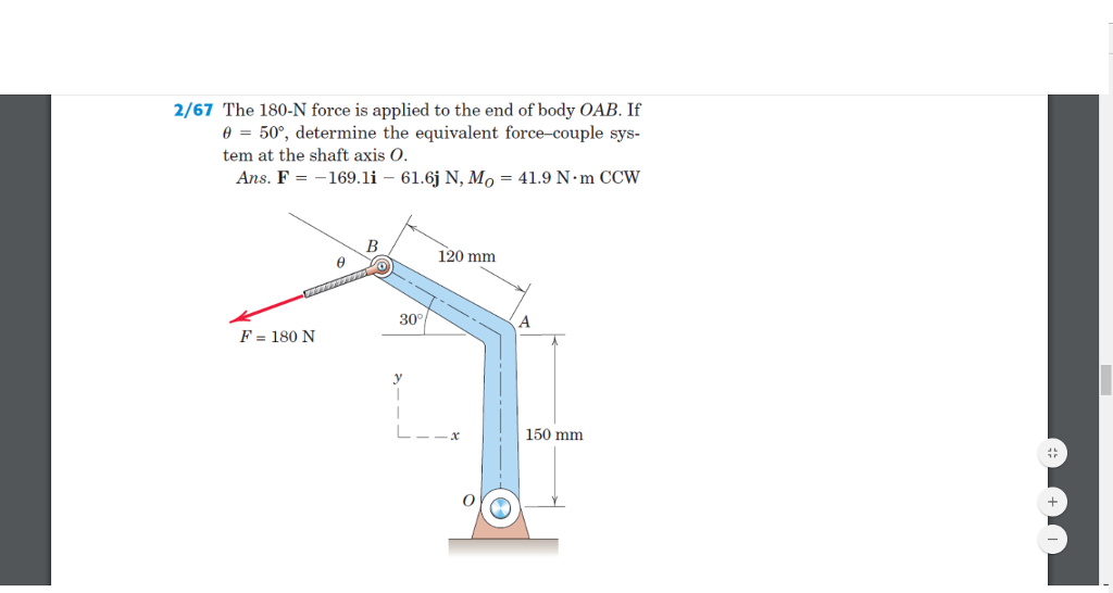 Solved The 180-N force is applied to the end of body OAB. If | Chegg.com