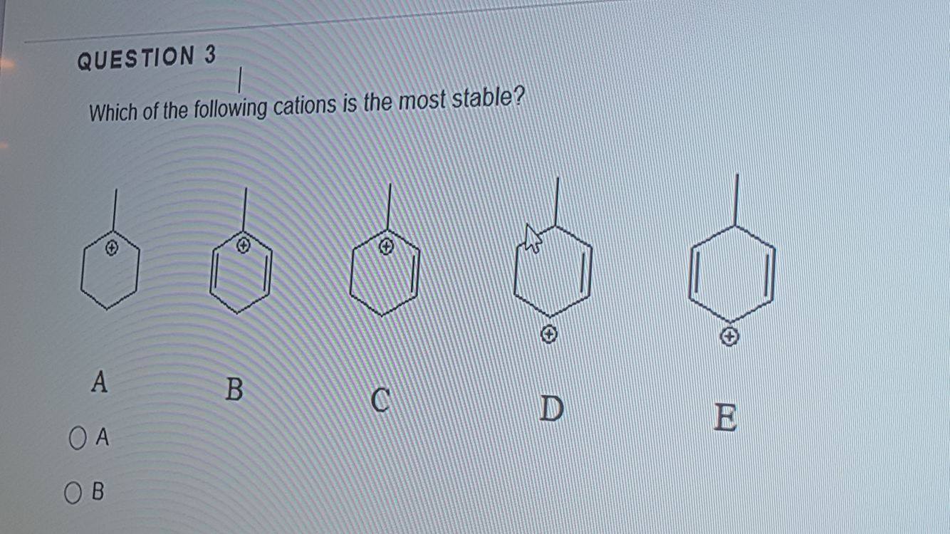 Solved Which of the following cations is the most stable? | Chegg.com