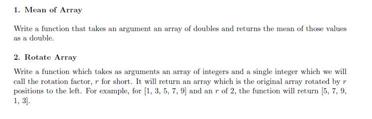 Solved Write a function that takes an argument an array of | Chegg.com