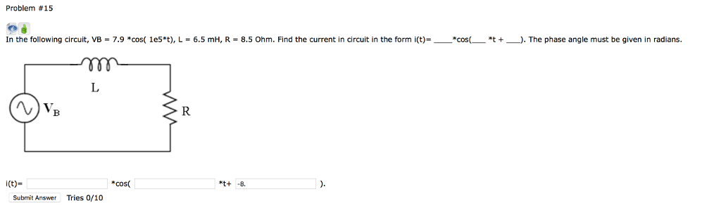 Solved Problem # 1 3 In the following circuit, the angular | Chegg.com
