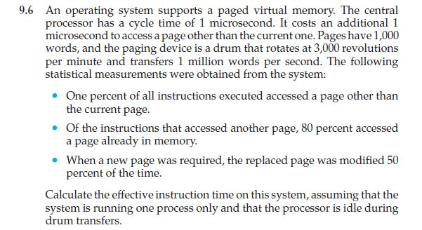 Solved 9.6 An operating system supports a paged virtual | Chegg.com