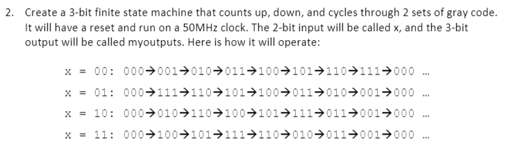 Solved Create a 3-bit finite state machine that counts up, | Chegg.com