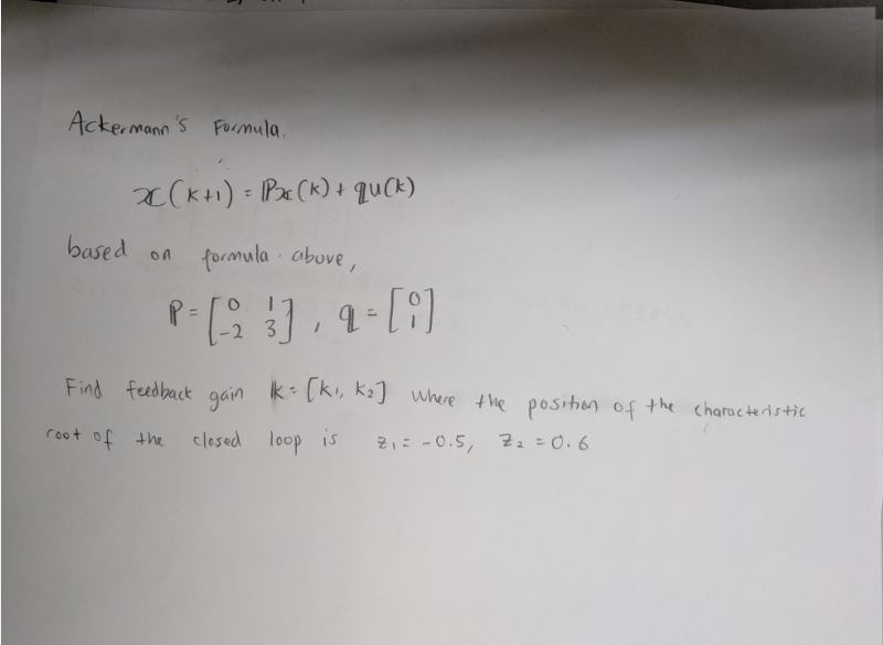 Solved Ackermann 'S Furmula based on formula above 0 Find | Chegg.com