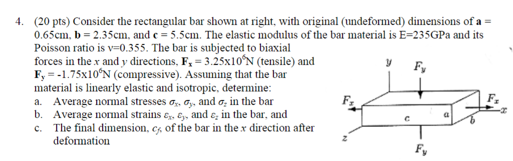 Solved 4. (20 pts) Consider the rectangular bar shown at | Chegg.com