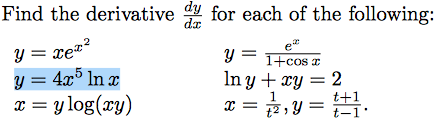 Solved Find the derivative dy/dx for each of the following: | Chegg.com